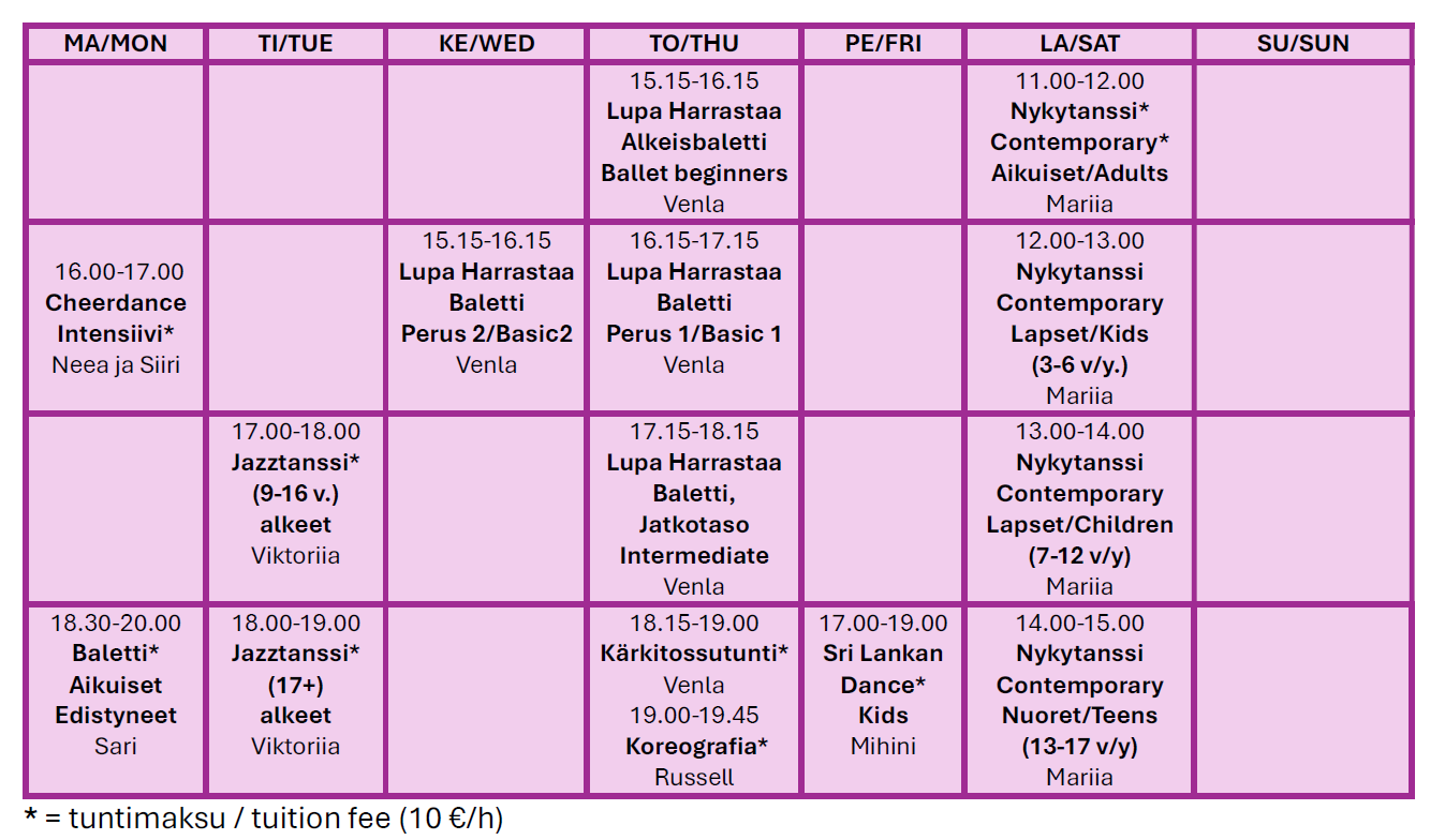 Tanssitunnit/Dance classes – Maksuttomat tanssitunnit, Cost-free dance ...